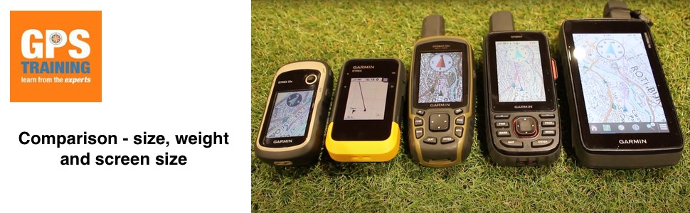 Comparison - Size, weight and screen size - Garmin GPS units – GPS Training